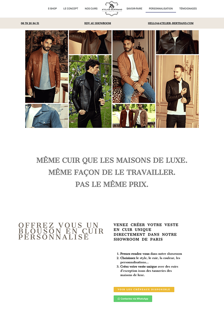 On a créé un blouson en cuir chez Atelier Bertrand